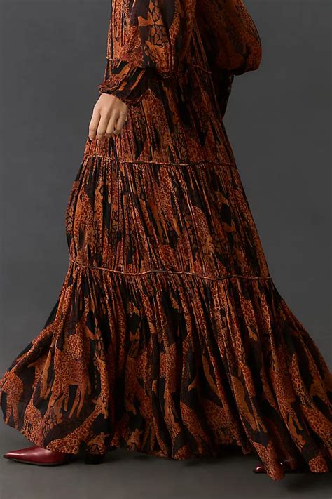Farm Rio Sheer Printed Tiered Maxi Dress Anthropologie