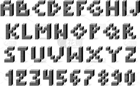 字母字体数字80像素化英文字母s计算机游戏华丽的单词字母表次序复古