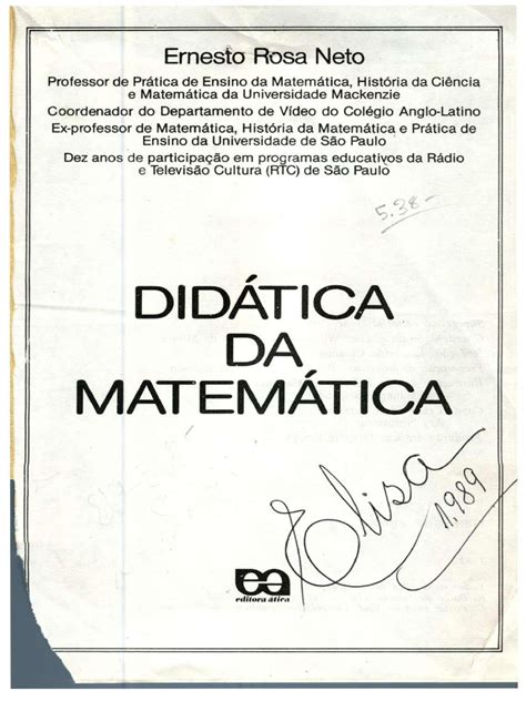 Didatica Da Matematica Ernesto Rosa Neto Pdf Science Cognição