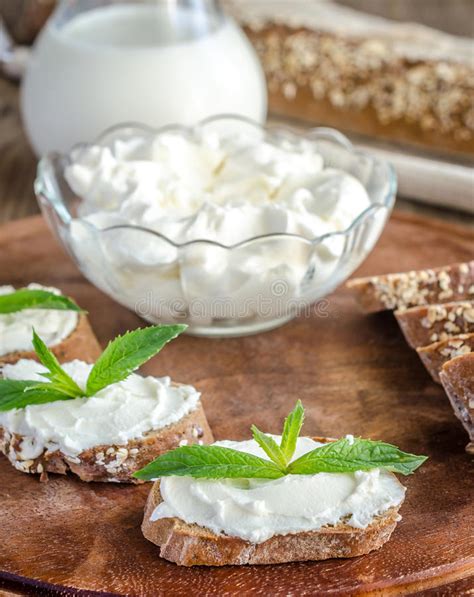 Cream Cheese And Chives On Wholewheat Bread Stock Photo Image Of