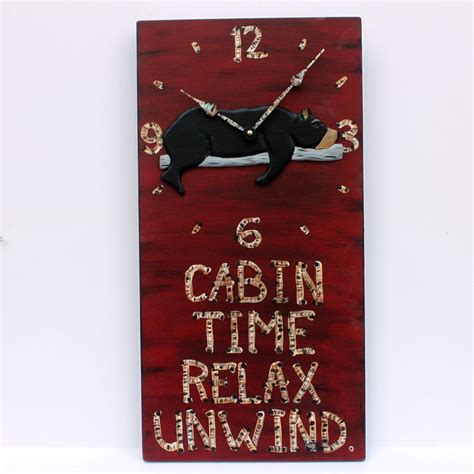 Cabin Clock Lodge Clock Bear Clock Lazy Bear Clock Relax And Unwind