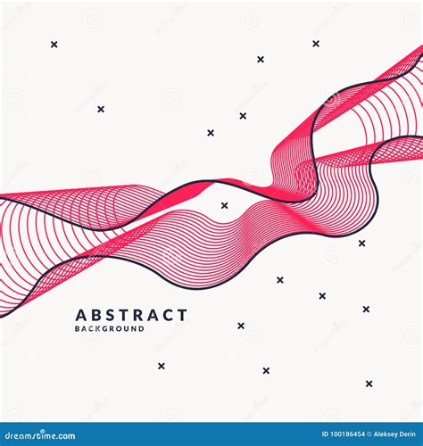 Abstract Background With Dynamic Linear Waves Vector Illustration In Flat Style Stock Vector