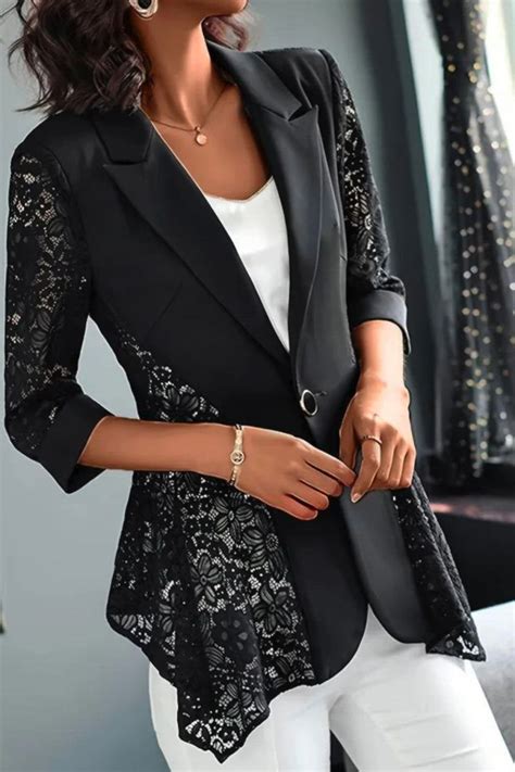 Floral Lace Open Front Blouse Elegant Half Sleeve Crop Blouse For