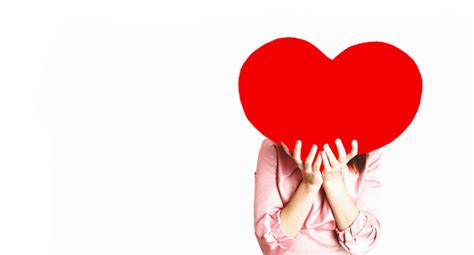 해피 발렌타인 데이 거대한 빨간 마음 뒤에 얼굴을 숨기고 분홍색에 익명의 여자 비밀 사랑 애정의 개념 흰색 배경에 알 수없는 연인과 불륜 복사 공간을 복사합니다 로맨틱 한