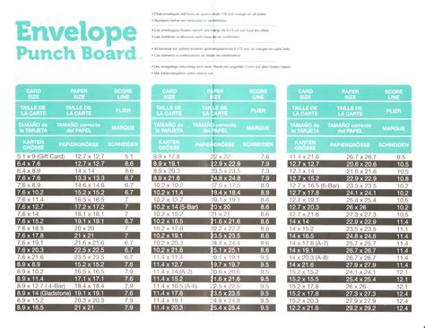 Envelope Punch Board Measurements In Centimeters