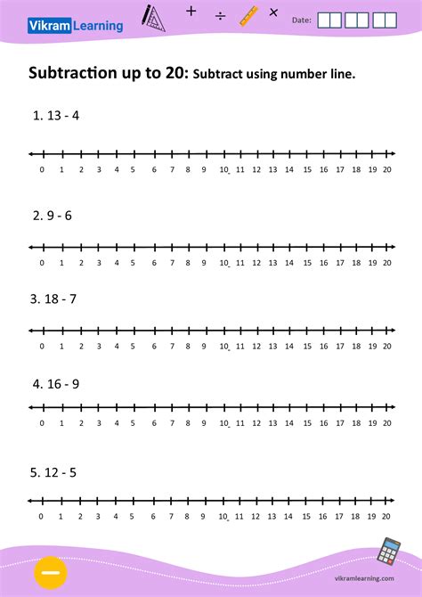 download subtraction using number line worksheets