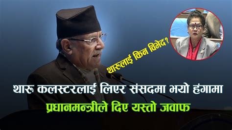 थारू कलस्टरलाई लिएर संसदमा भयो हंगामा प्रधानमन्त्रीले दिए यस्तो जवाफ