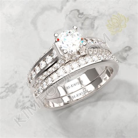 Diamond Engagement Stack Ring D36043 Kimfook Jewelry Cincin Nikah
