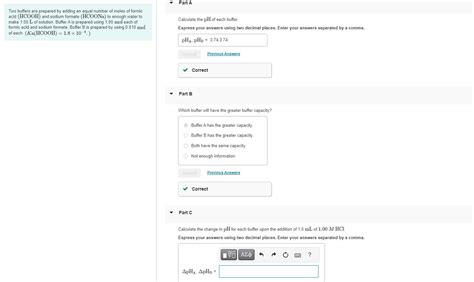 Solved Two Buffers Are Prepared By Adding An Equal Number Of