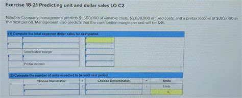 solved exercise 18 21 predicting unit and dollar sales lo c2