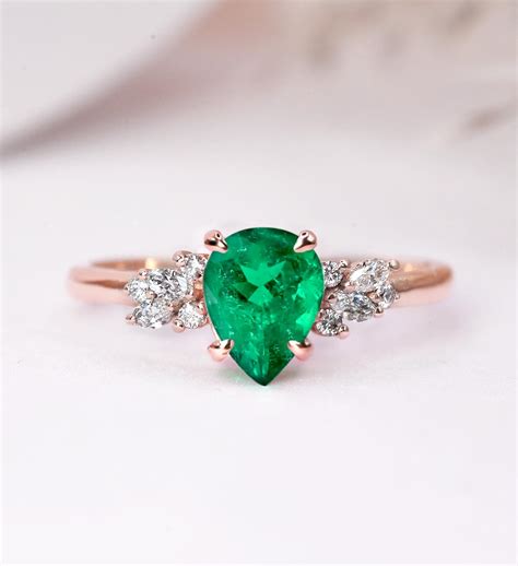 8 X 6mm Pear Cut Emerald Cluster Ring Diorah Jewellers