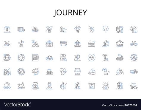 Journey Line Icons Collection Broadcast Program Vector Image