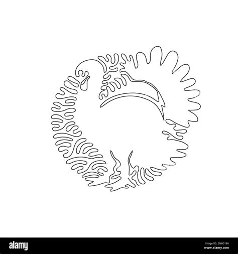 Dessin Dune Ligne Continue Unique Dun Magnifique Oiseau De Dinde Avec