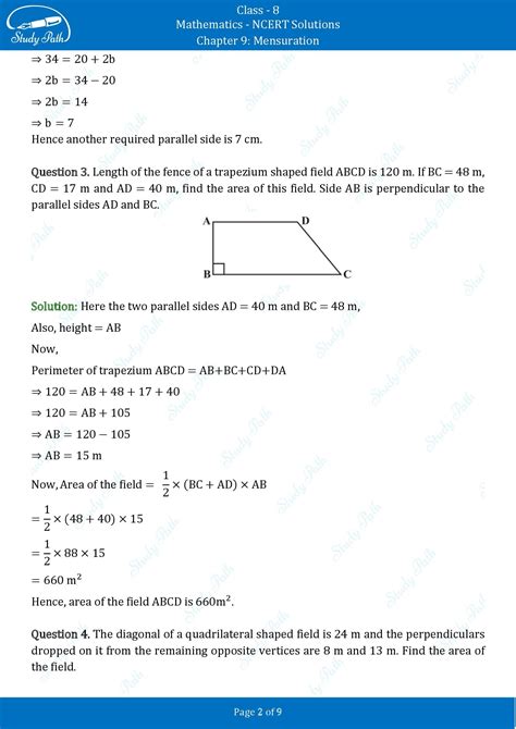 Ncert Solutions For Class 8 Maths Chapter 9 Exercise 91 Mensuration