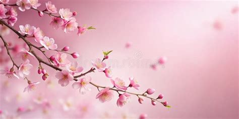 Delicate Pink Blossoms on Branch Against Soft Pink Background ...