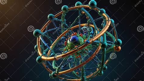 Abstract 3d Model Of Complex Molecular Structure With Spheres And Rings