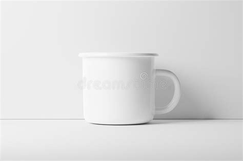 Enamel Mug 3d Rendering White Blank Mockup Stock Illustration
