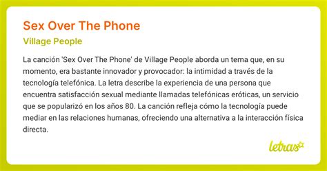 Significado De La Canción Sex Over The Phone Village People Letrascom