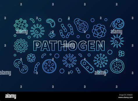 Pathogen Horizontal Blue Illustration Vector Concept Banner Made With Bacteria And Virus