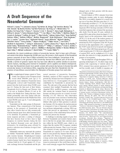 Pdf A Draft Sequence Of The Neandertal Genome