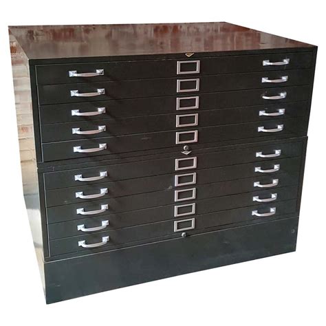 Tall Blue Architectural Drafting Flat File Cabinet Restored At 1stdibs