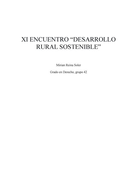 Desarrollo Rural Xi Encuentro “desarrollo Rural Sostenible” Mirian
