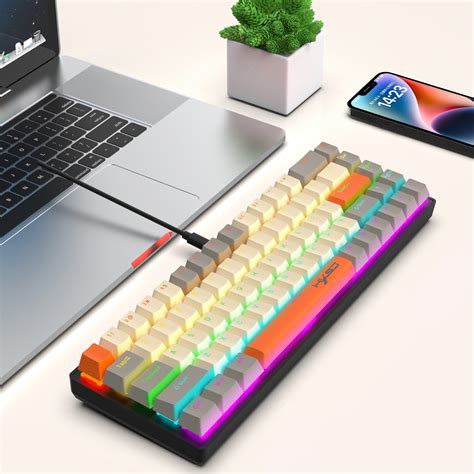 HXSJ K Keys Wired Mechanical Gaming Keyboard Blue Switch RGB USB Type C Layout Gaming