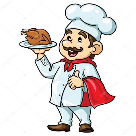Chef Cartoon Roasted Chicken Stock Vector Rubynurbaidi 221707826