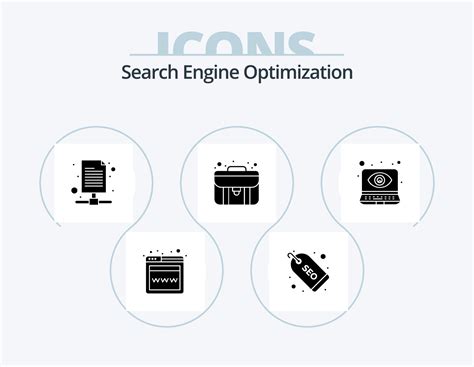 Seo Glyph Icon Pack 5 Icon Design Monitoring Case Database Brief Storage 19739137 Vector