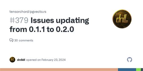 Issues Updating From To Issue Tensorchord Pgvecto Rs GitHub
