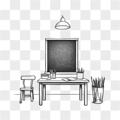 Download Classroom Setup With Chalkboard And Supplies Sketches Online