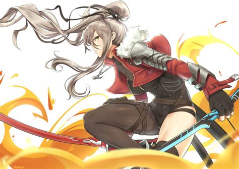 Safebooru 1girl Armor Artist Name Asymmetrical Clothes Bangs