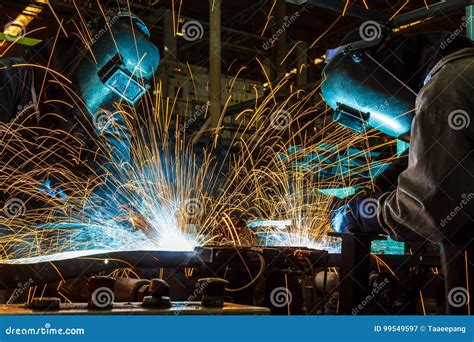 Welding With Sparks Stock Image Image Of Prefabricate 99549597