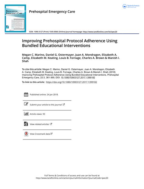 Pdf Improving Prehospital Protocol Adherence Using Bundled