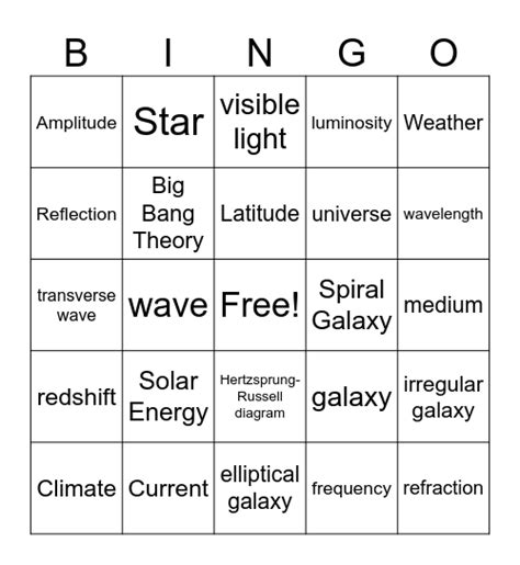 Science Bingo Card