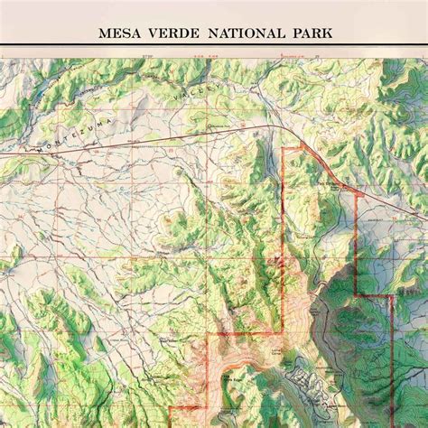 Mesa Verde National Park 1967 Shaded Relief Map