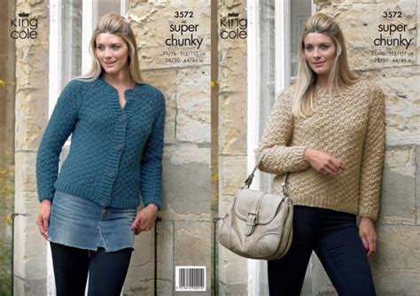 King Cole 3572 Adult Super Chunky Sweater Knitting Pattern
