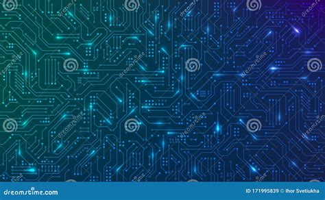 Abstract Futuristic Circuit Board High Computer Technology Blue Color