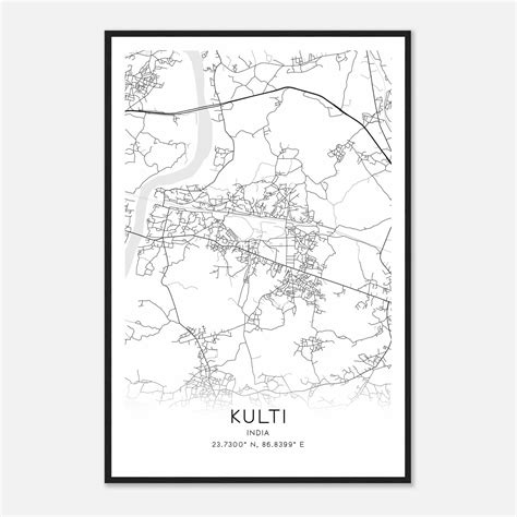 Kulti India Map Poster Kulti City Road Wall Art Print Custom Maps