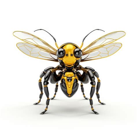 Premium Ai Image Bee Or Wasp Robot Robotic Insect Isolated Over White