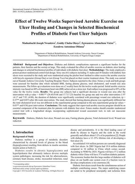 Pdf Effect Of Twelve Weeks Supervised Aerobic Exercise On Ulcer