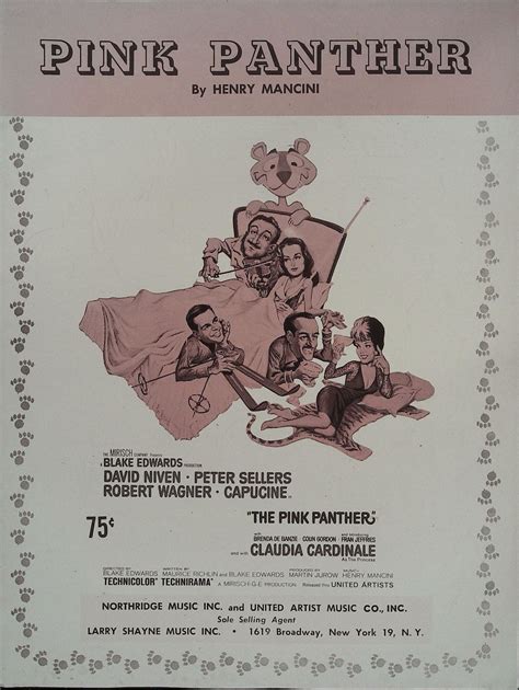 Biblio The Pink Panther Sheet Music 1963 David Niven Peter Sellers