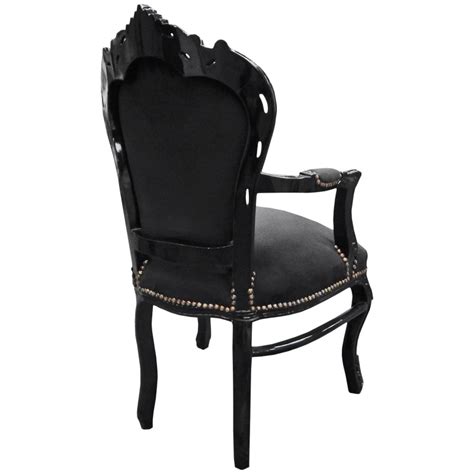 Fotoliu Stil Baroc Rococo Catifea Neagra Si Lemn Lacuit Negru