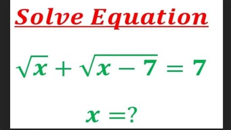Solve Equation Of Square Root ដសរយសមករនឫសករ សមករ equation maths YouTube
