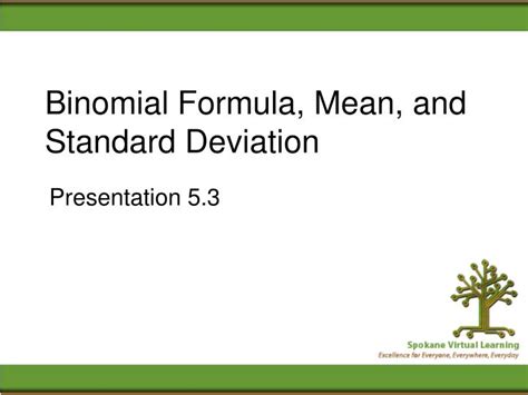 PPT Binomial Formula Mean And Standard Deviation PowerPoint Presentation ID