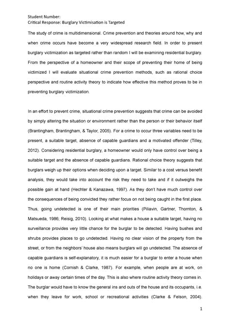 Burglary Victimisation Is Targeted Crime Prevention And Theories Around How Why And When