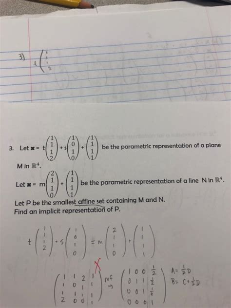 solved 1be the parametric representation of a plane m in r4