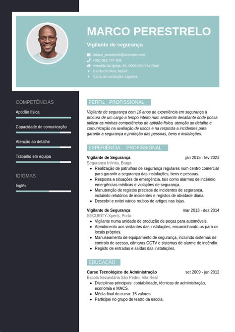 Exemplo De Curriculum Vitae De Vigilante De Segurança Jobseeker