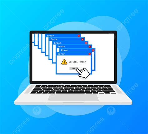 Ikon Vektor Kegagalan Antarmuka Pc Kesalahan Sistem Dengan Peringatan