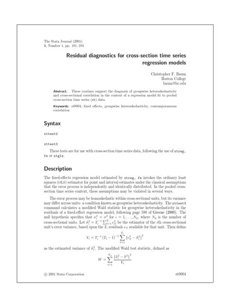 Testing Heteroskedasticity Stata Download Free Pdf